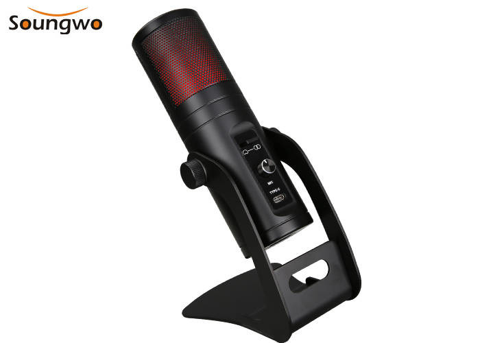 Condenser USB recording microphone Built-In Headphone Jack RGB Indicator